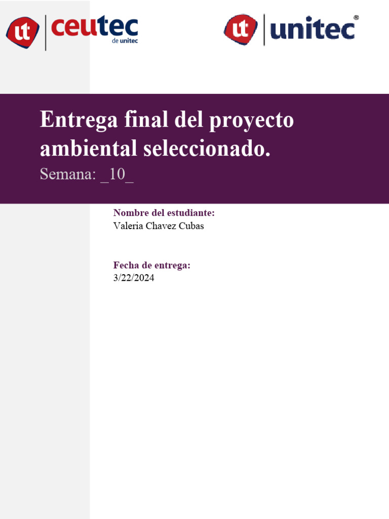 entregafinaldelproyectoambientalseleccionado | PDF | Sustentabilidad | Residuos