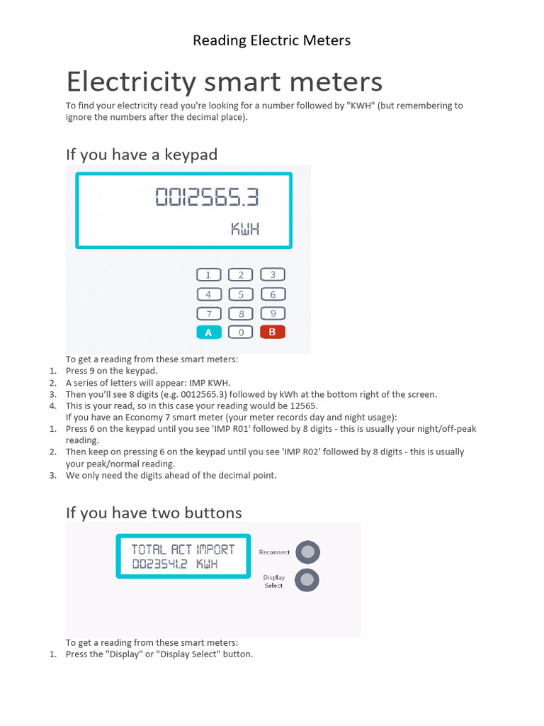 How to Read Electric Meters Guide | PDF | Power (Physics) | Electric Power