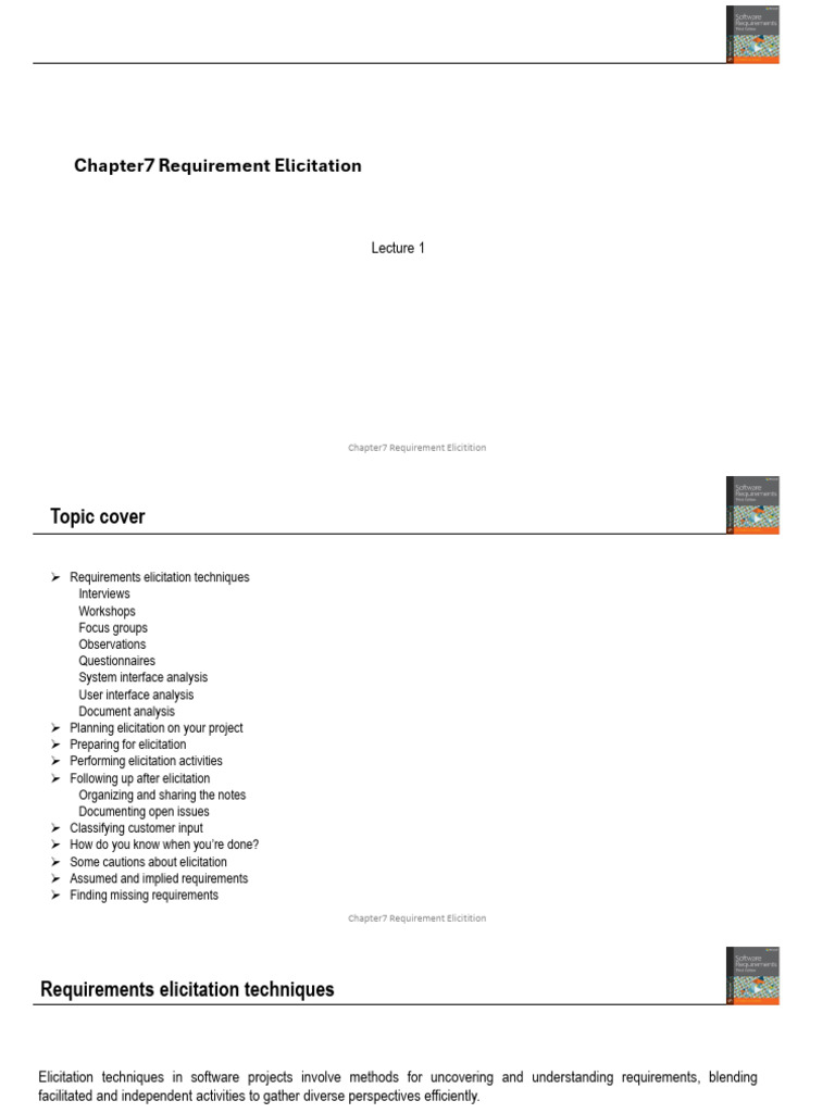 Chapter 7 Requirement Elicitation | PDF | Focus Group | System