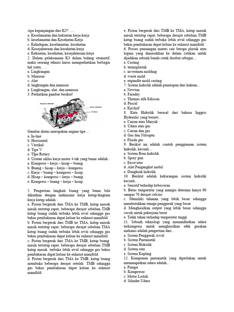 Soal TDO US Kls 12 TKR 2023 | PDF