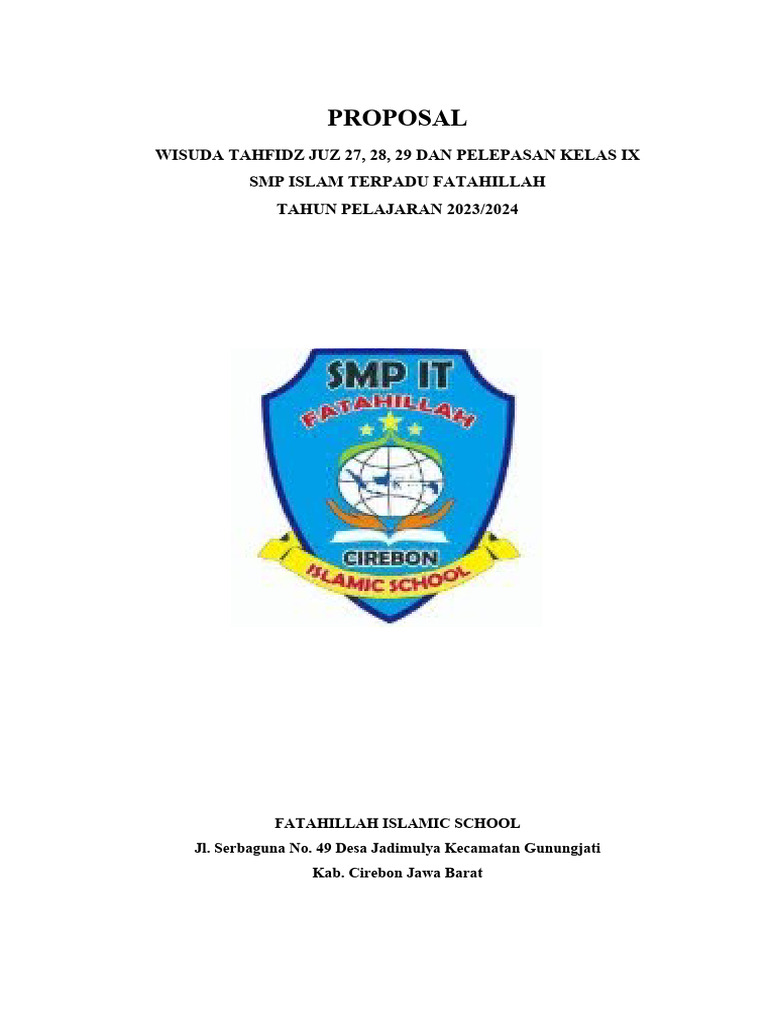 Proposal Wisuda Tahfidz SMP IT Fatahillah | PDF