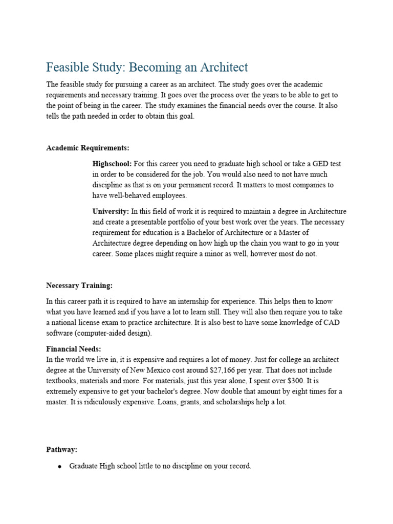 Module 4-Feasible Study | PDF | Architect | Academic Degree