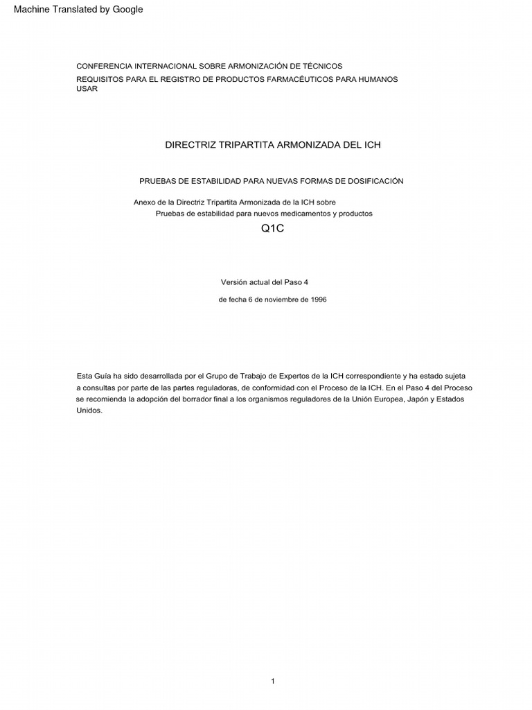 Pruebas de Estabilidad ICH Q1C | PDF | Medicamentos con receta ...