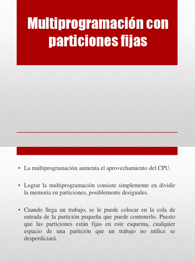 Multiprogramación Con Particiones Fijas | PDF | Poco | Memoria del ...