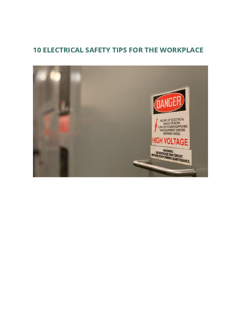 Electrical Safety - 10 Tips For The Workplace - Esafety Training ...