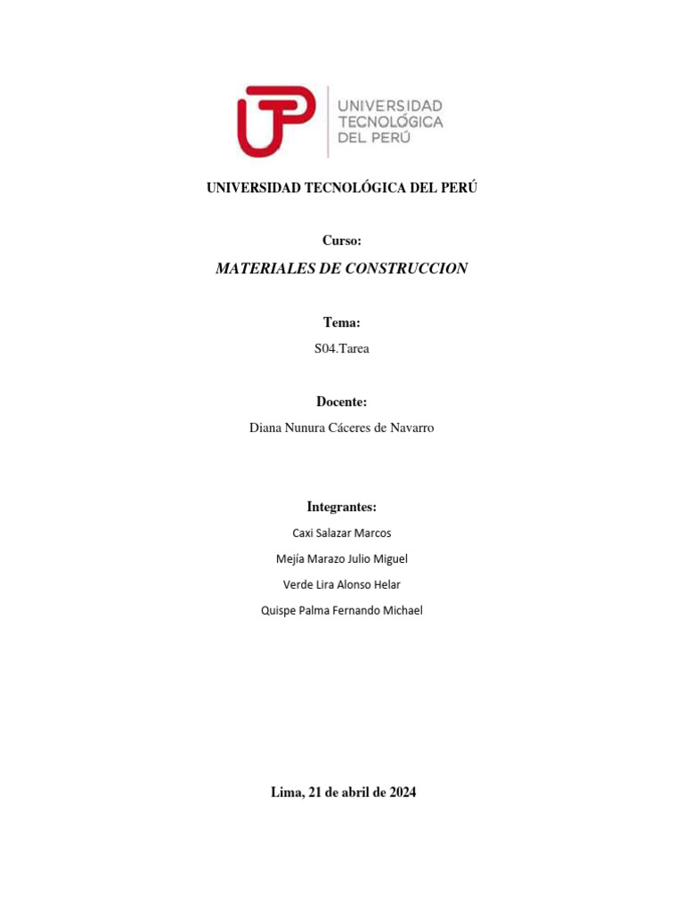 S04.Tarea - Materiales de Construccion- Sección 34133 | PDF | Acero | Rieles