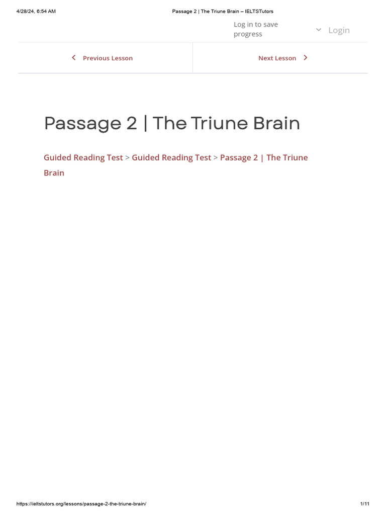 Passage 2 _ The Triune Brain – IELTSTutors | Download Free PDF | Limbic ...
