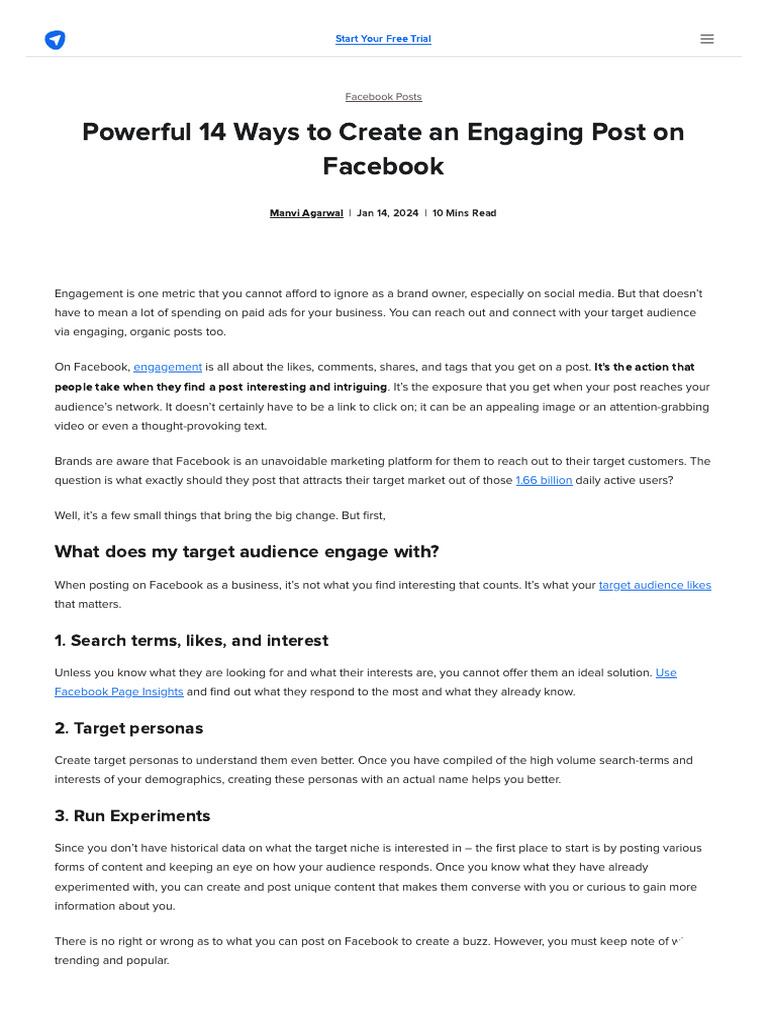 Powerful 14 Ways To Create An Engaging Post On Facebook | PDF ...