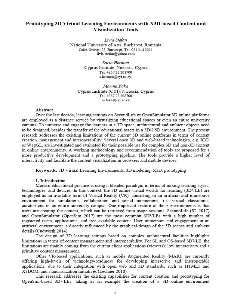 Prototyping 3D Virtual Learning Environm | PDF | Web Gl | 3 D Computer ...