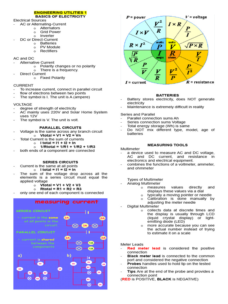 Engineering Utilities 1 | PDF | Electrical Wiring | Direct Current