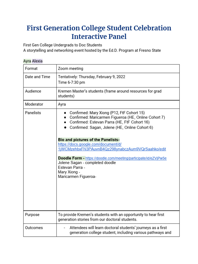 Copy First Gen Celebration Panel | PDF | Educational Stages | Academia