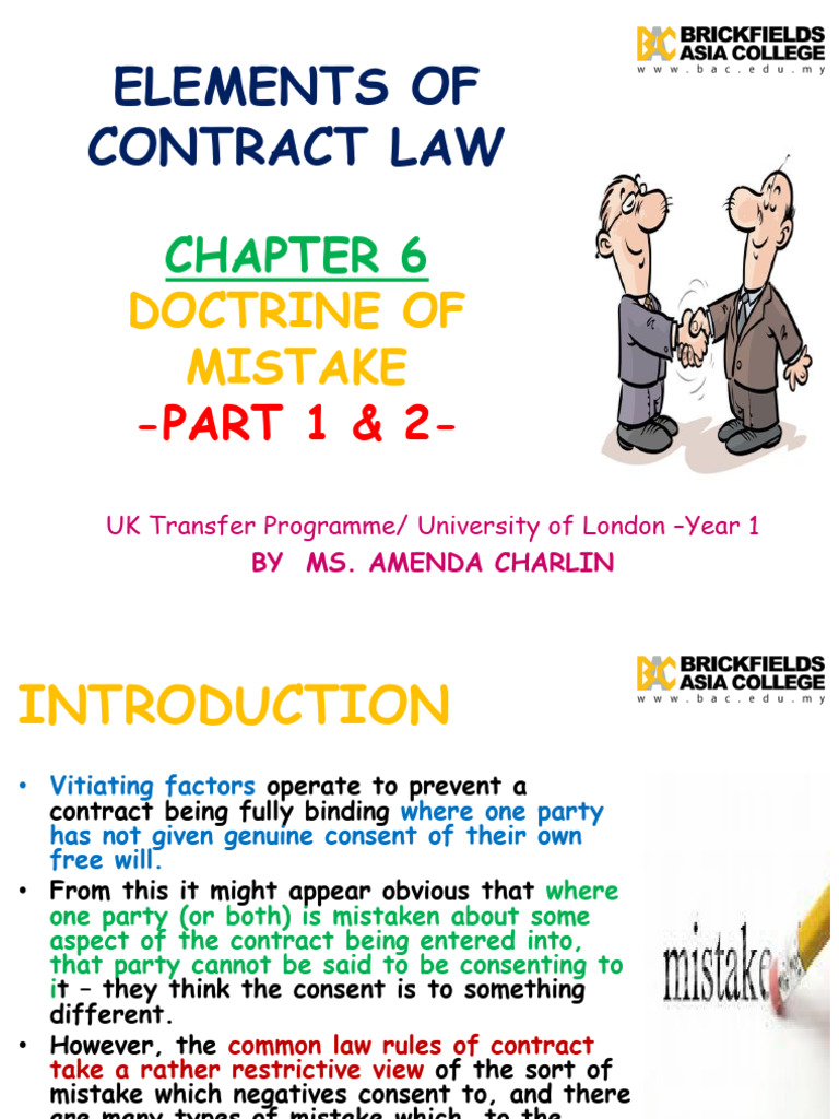 Contract Law: Doctrine of Mistake Explained | PDF | Consent | Legal ...