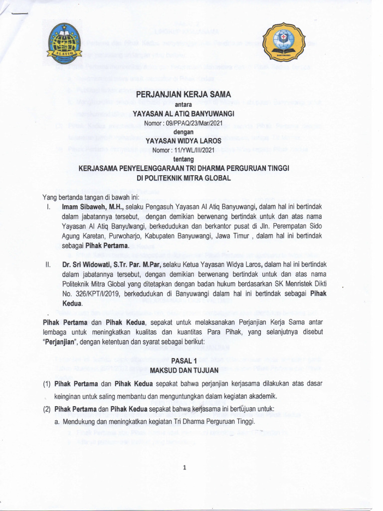 MOU PMG Al Atiq | PDF