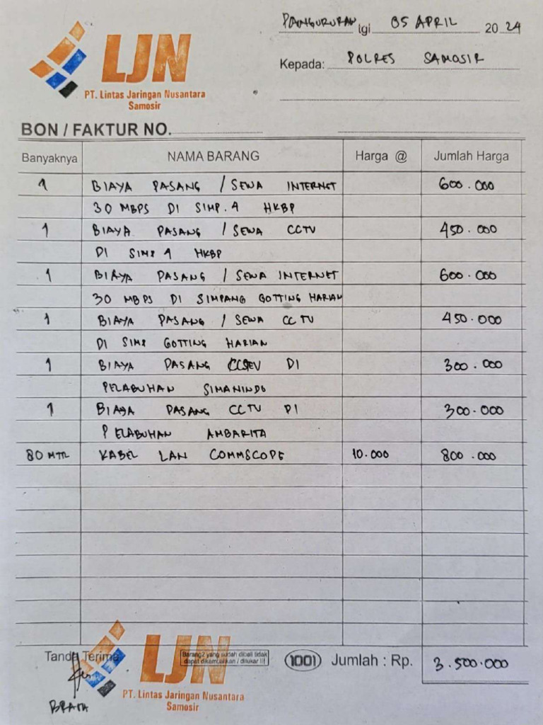 Invoice Inet Dan CCTV | PDF