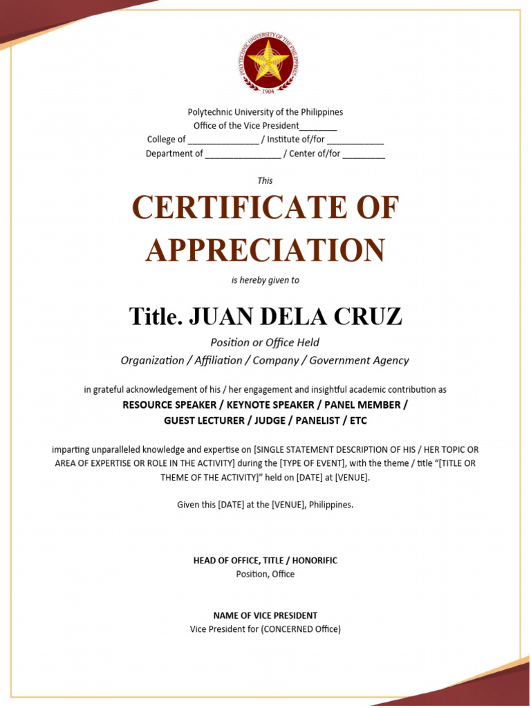 PUP Certificate Template 2 | PDF | Business | Foreign Language Studies