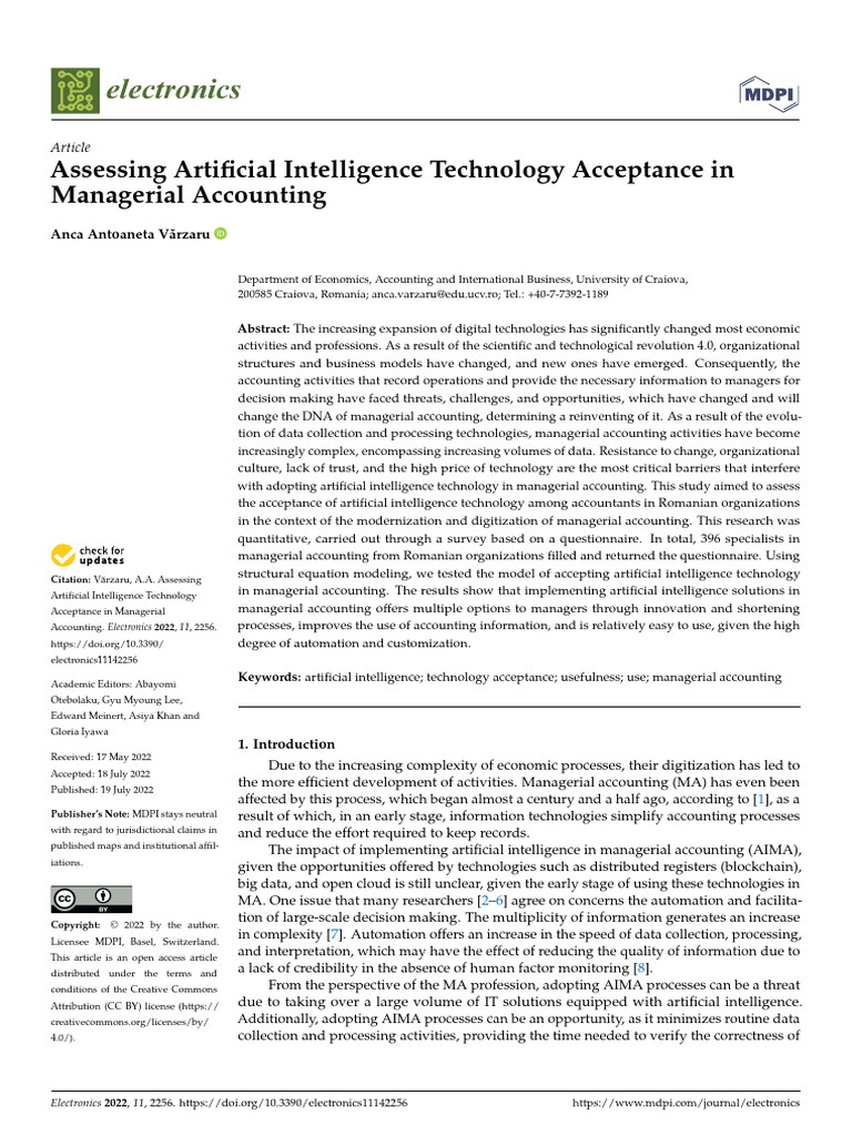 Assessing Artificial Intelligence Technology Acceptance in | PDF | Structural Equation Modeling ...