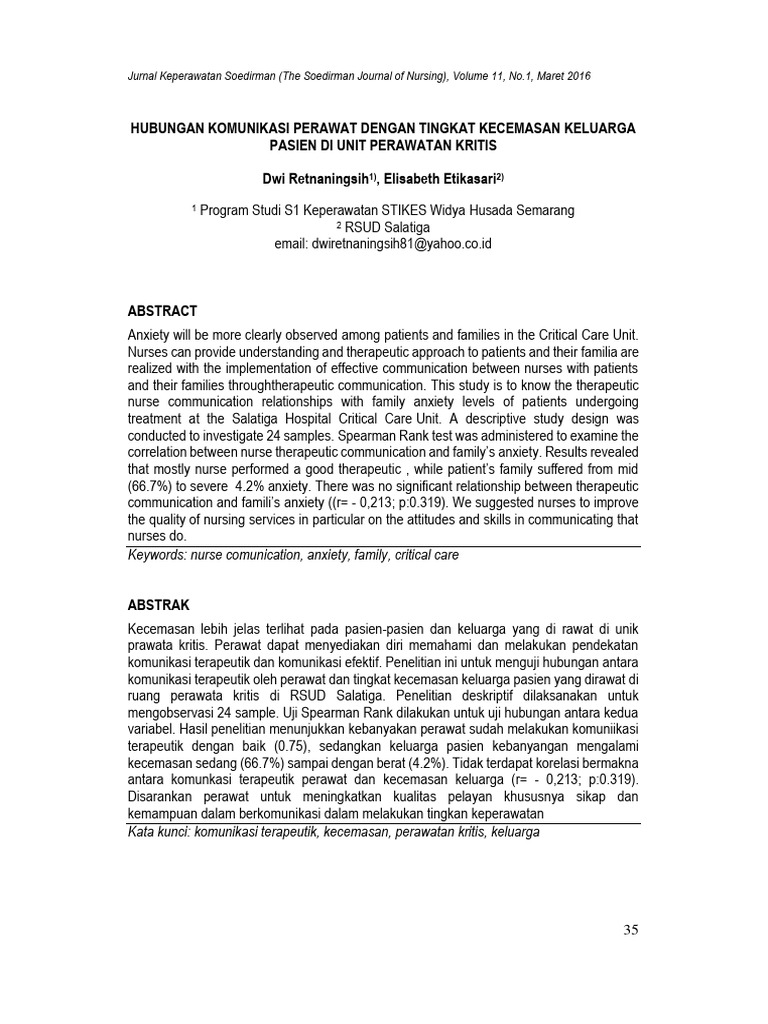 ID Hubungan Komunikasi Perawat Dengan Tingk | PDF
