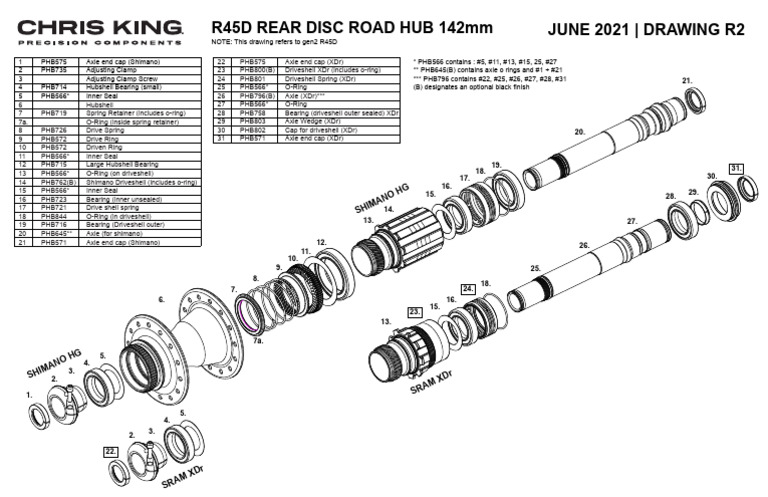R45D Rear Disc Hub Parts Guide | PDF | Axle | Land Vehicles