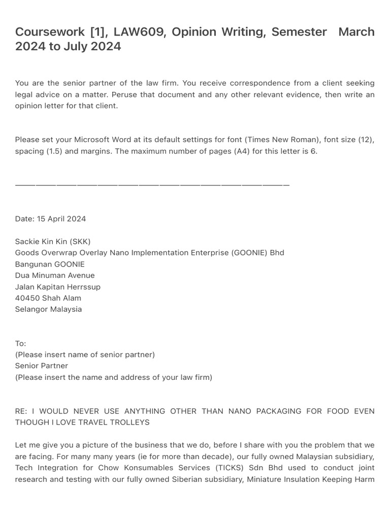 Legal Opinion for Law Students | PDF | Damages | Breach Of Contract