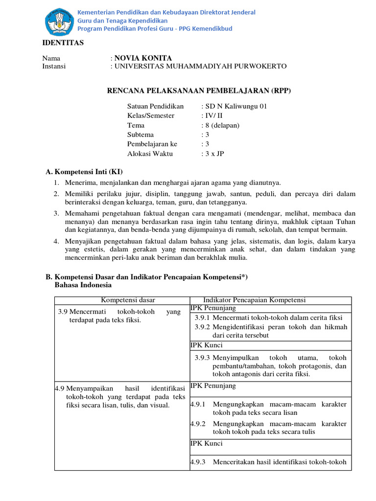 RPP Kelas 4 T8 ST3 P3 | PDF