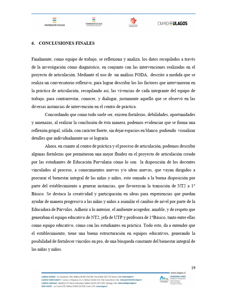 Conclusiones Practica Reflexiva | PDF | Educación de la primera infancia | Aprendizaje