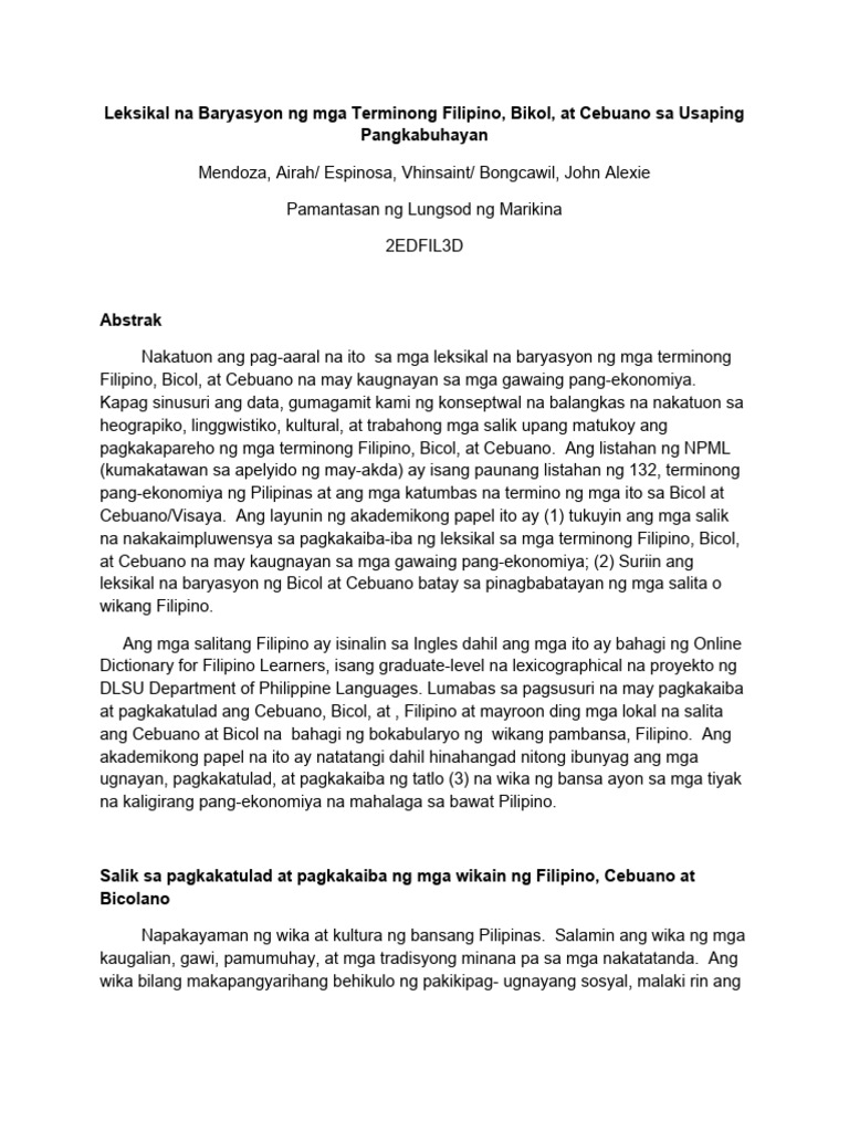 Pang Akademikong Papel Kay Cain | PDF