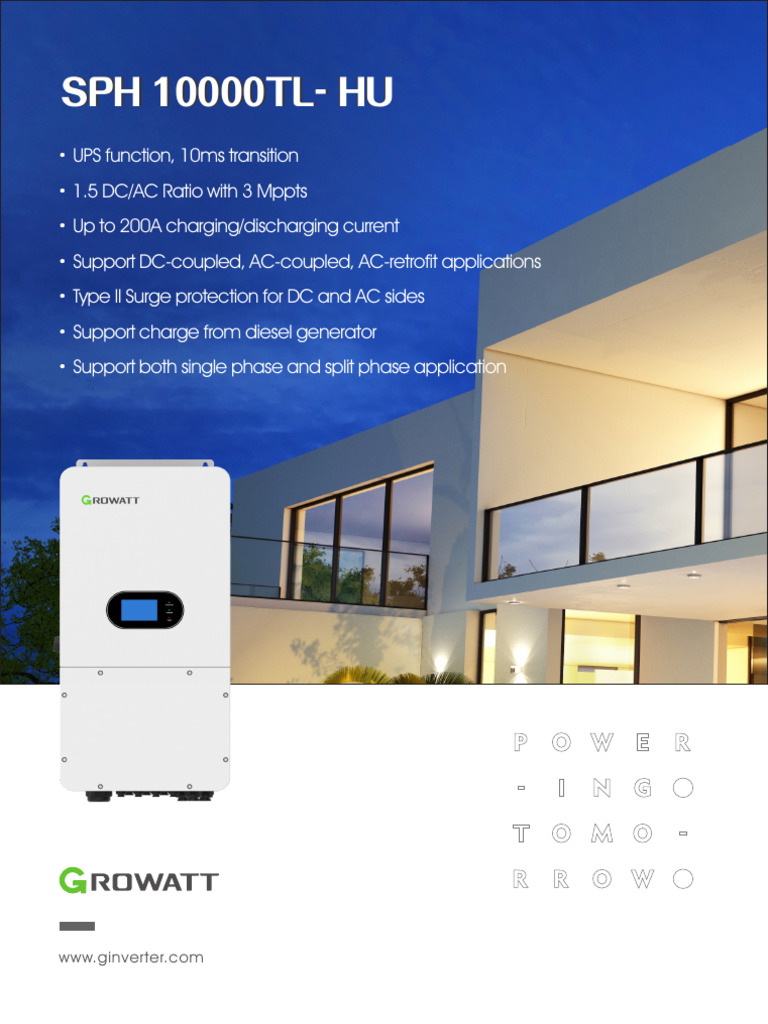 Growatt SPH 10000TL-HU Datasheet | PDF | Mains Electricity ...
