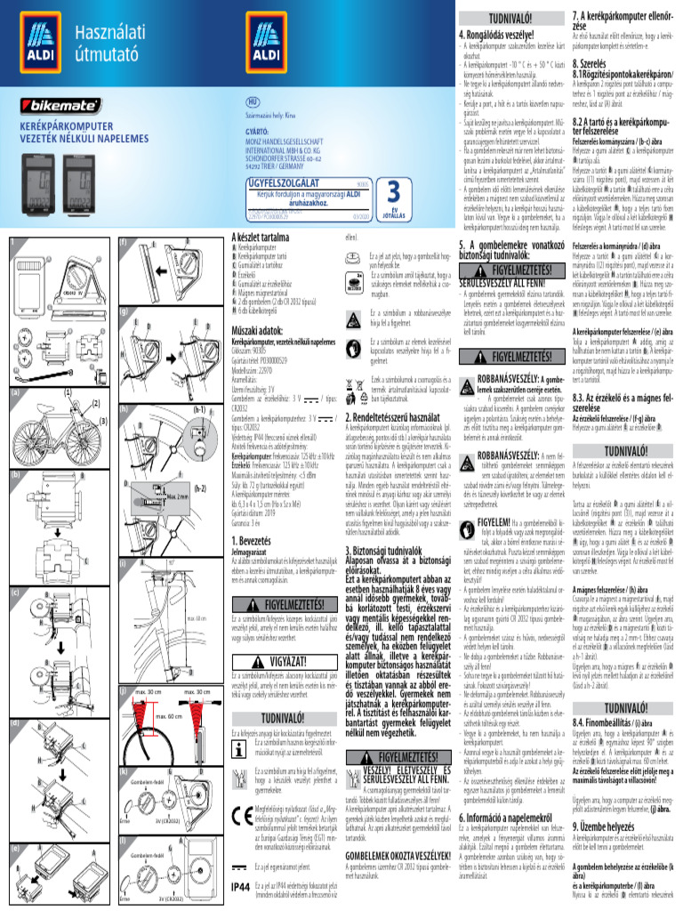 Hasznalati Utmutato Kerekpar Computer Bikemate 90305 Hu | PDF