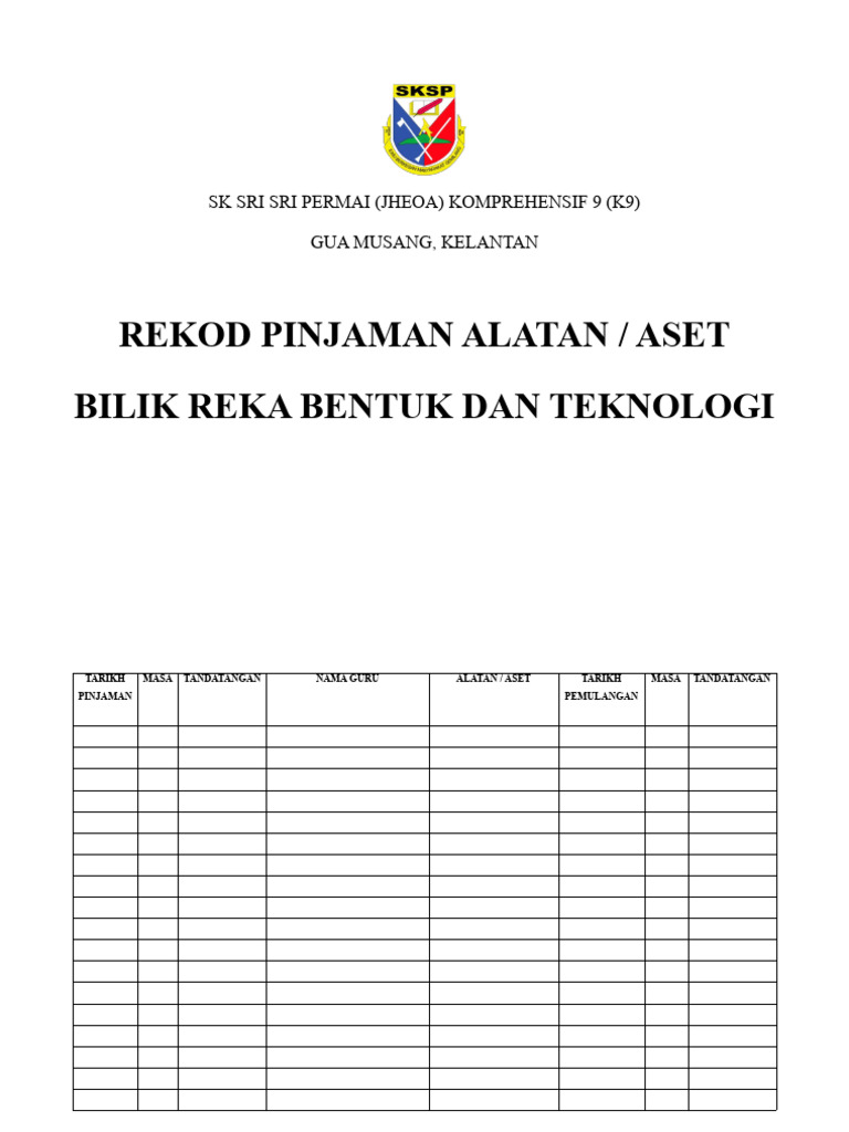 Rekod Inventori Bilik RBT | PDF