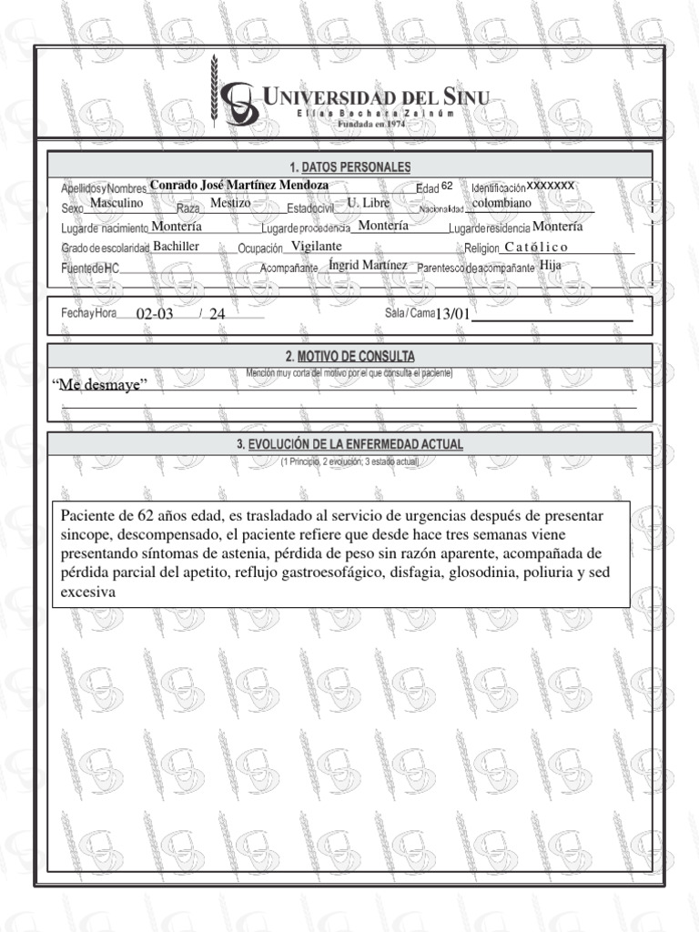 Formatos Historia Clinica UNISINU (22) | PDF | Enfermedades y trastornos | Medicina CLINICA