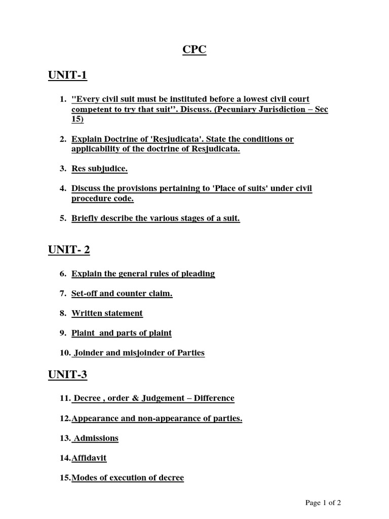 CPC Imp Repeated Questions | PDF