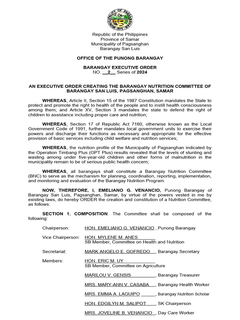 Eo BNC | PDF | Executive Order | Government