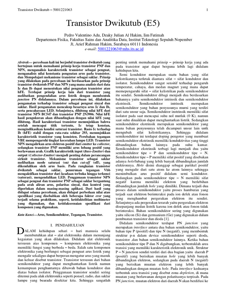 Transistor Dwikutub (E5) | PDF