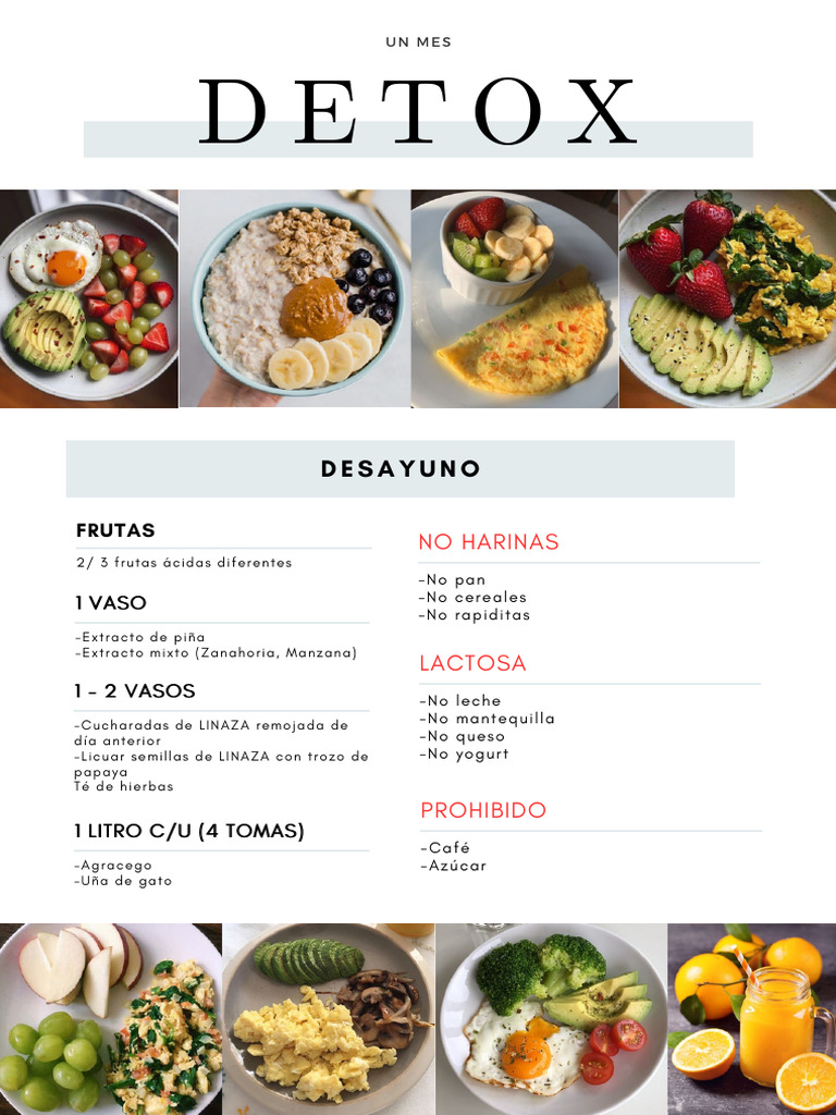 Desayuno y Almuerzo Detox: Menú Saludable | PDF