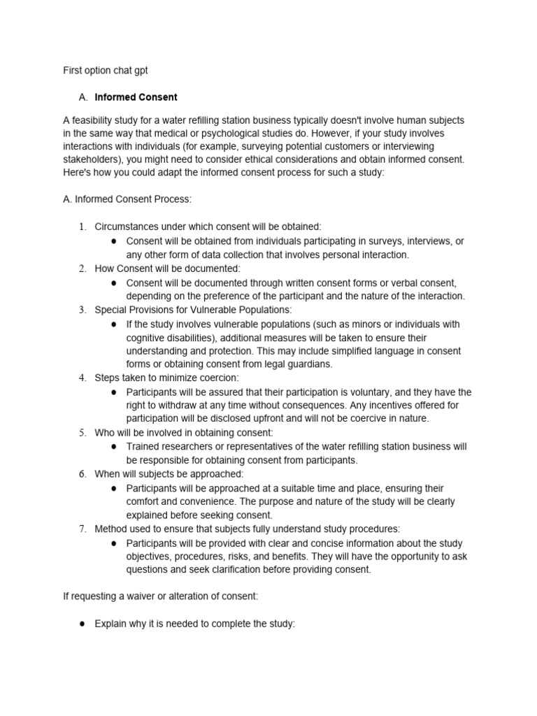 Ethical Consideration | PDF | Informed Consent | Feasibility Study