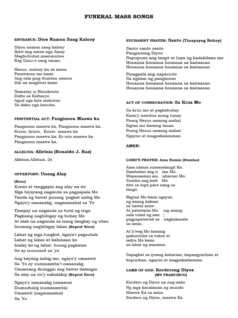 Funeral Songs | PDF