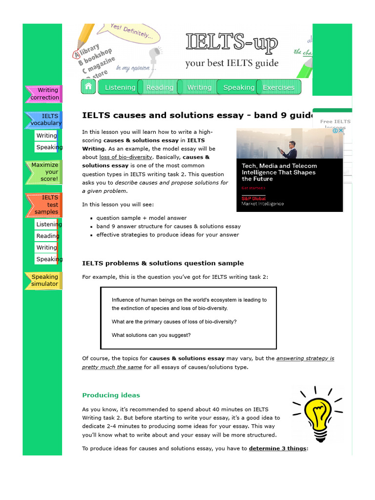 IELTS Causes and Solutions Essay IELTS Up | Download Free PDF | Biodiversity | Human Impact On ...