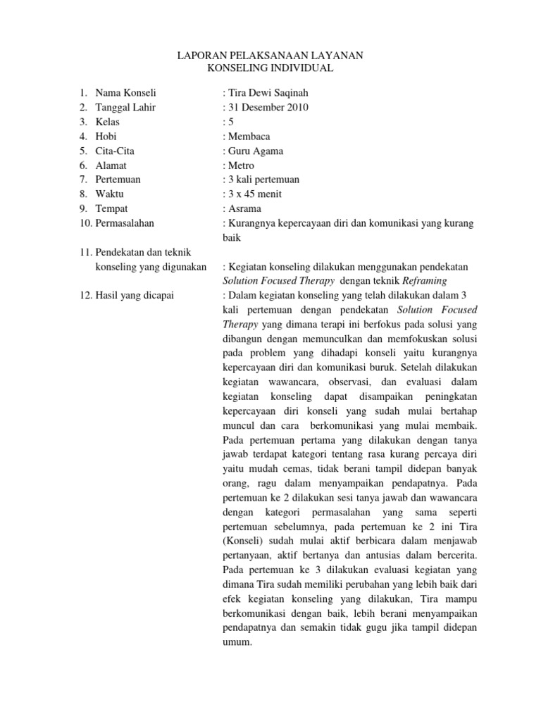 Konseling Individual: Peningkatan Kepercayaan Diri | PDF