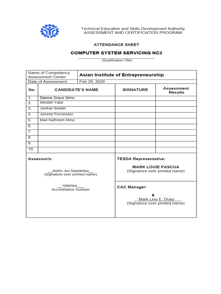 Aldrin Jon Madamba, LPT, MBA - Attendance | PDF