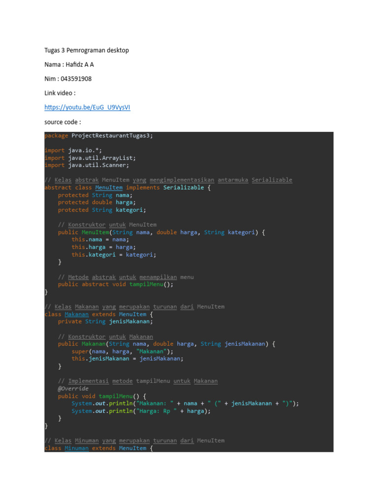 Tugas 3 Pemrograman Desktop | PDF | Komputer