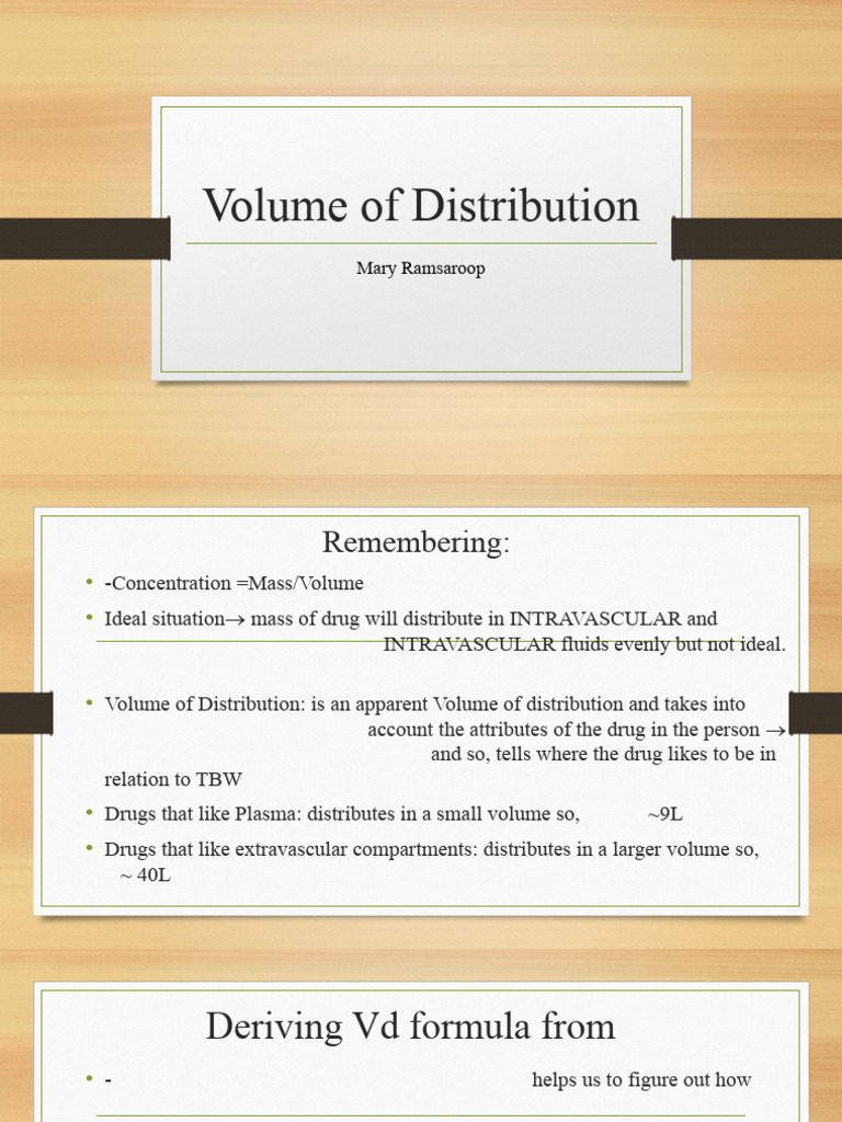 Volume of Distribution 2024 | PDF | Blood Plasma | Dose (Biochemistry)