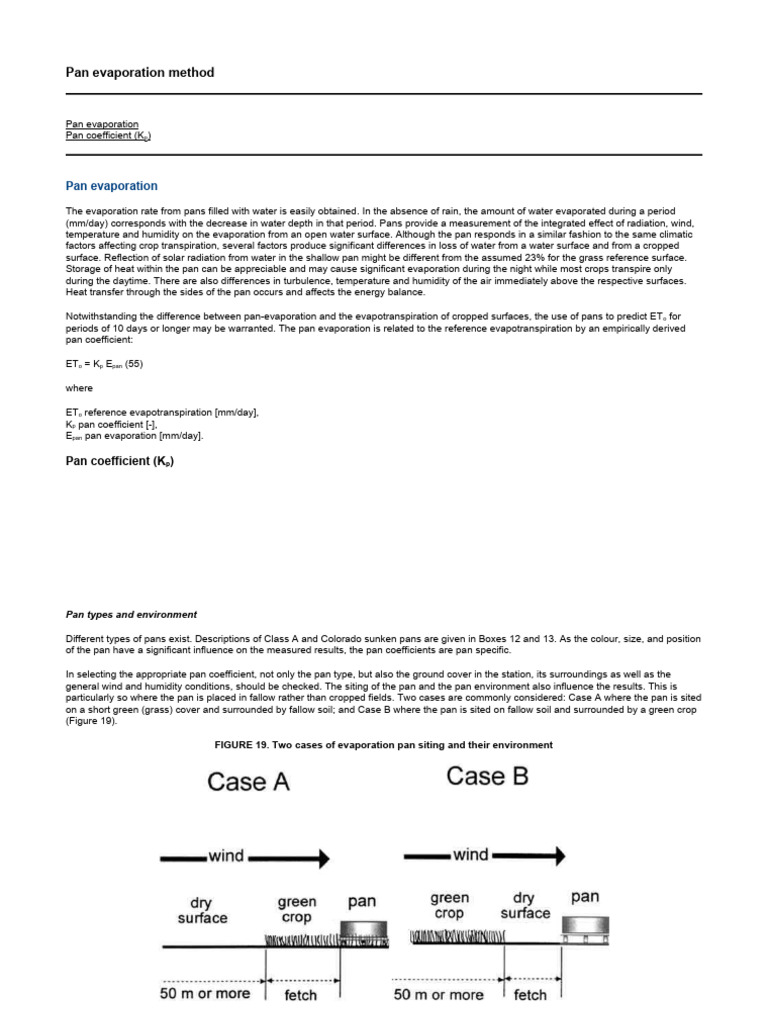Pan Evaporation Method Download Free Pdf Evapotranspiration Evaporation