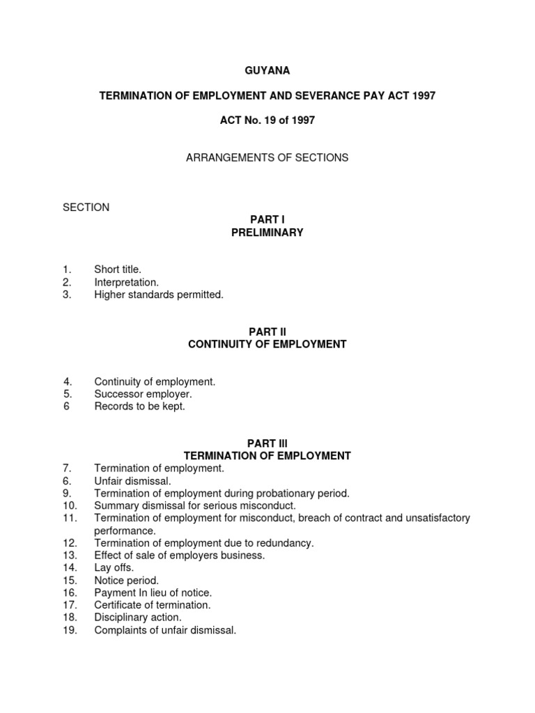 Termination of Employment and Severance Pay | PDF | Employment | Layoff