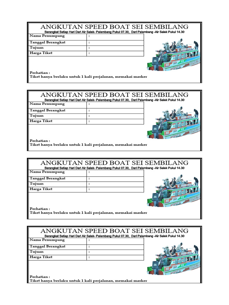 Tiket ANGKUTAN SPEED BOAT AIR SALEK | PDF