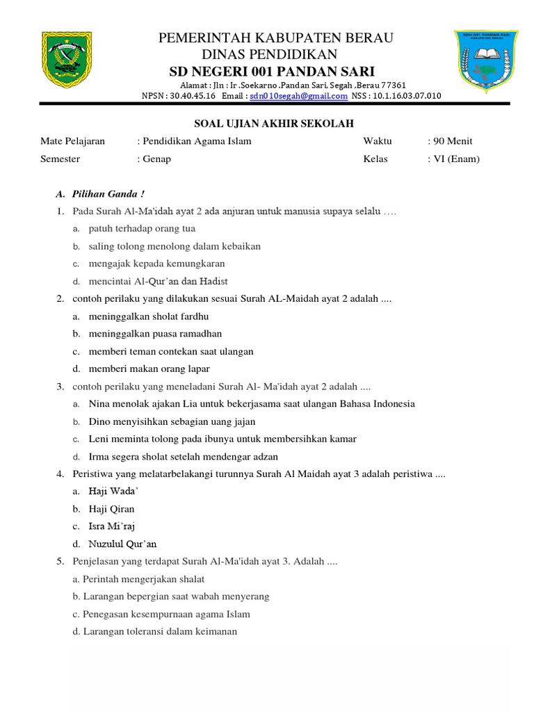 Uas Kelas 6 Semester Genap 2023-2024 | PDF
