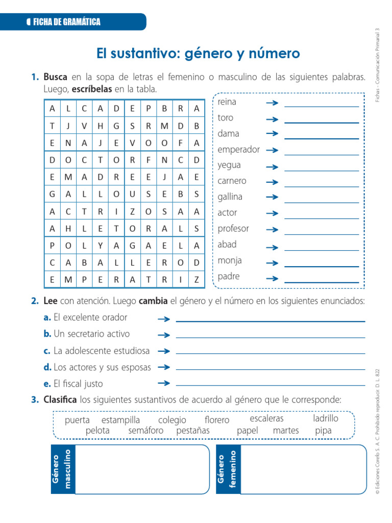 FA - El Sustantivo Género y Número | PDF