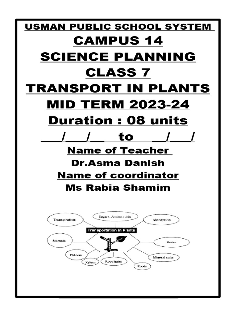 Class 7 Science: Water Transport in Plants | PDF | Osmosis | Photosynthesis
