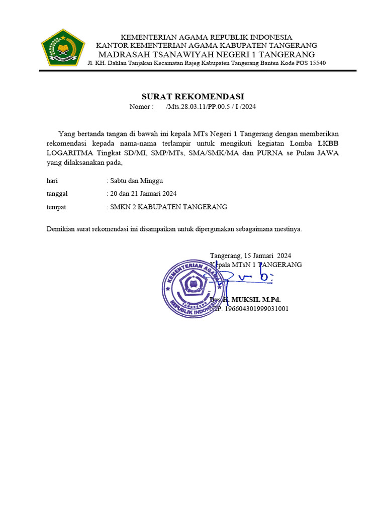 Surat Rekomendasi | PDF