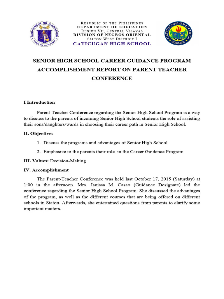 Narrative Report Parent-Teacher Conference | PDF