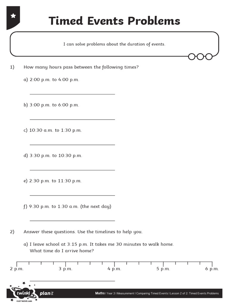 t2 M 4220 Timed Events Problems Differentiated Activity Sheets - Ver ...